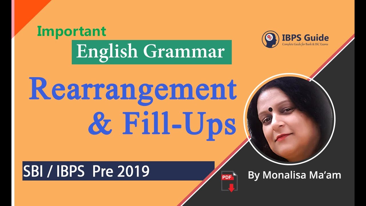 Sentence Rearrangement Video in English | Important Fill ups | SBI ...
