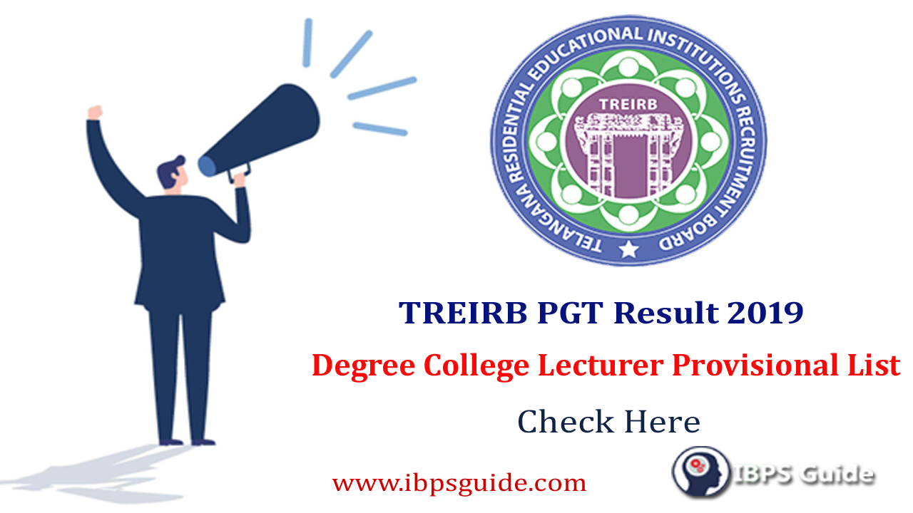 TREIRB PGT Result 2019 | Degree College Lecturer Provisional List
