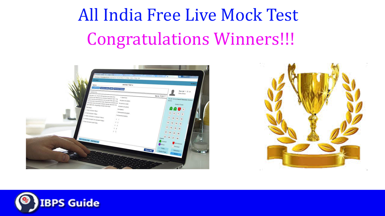 Winners!! All India Free Live Mock Test: IBPS PO Prelims 2019