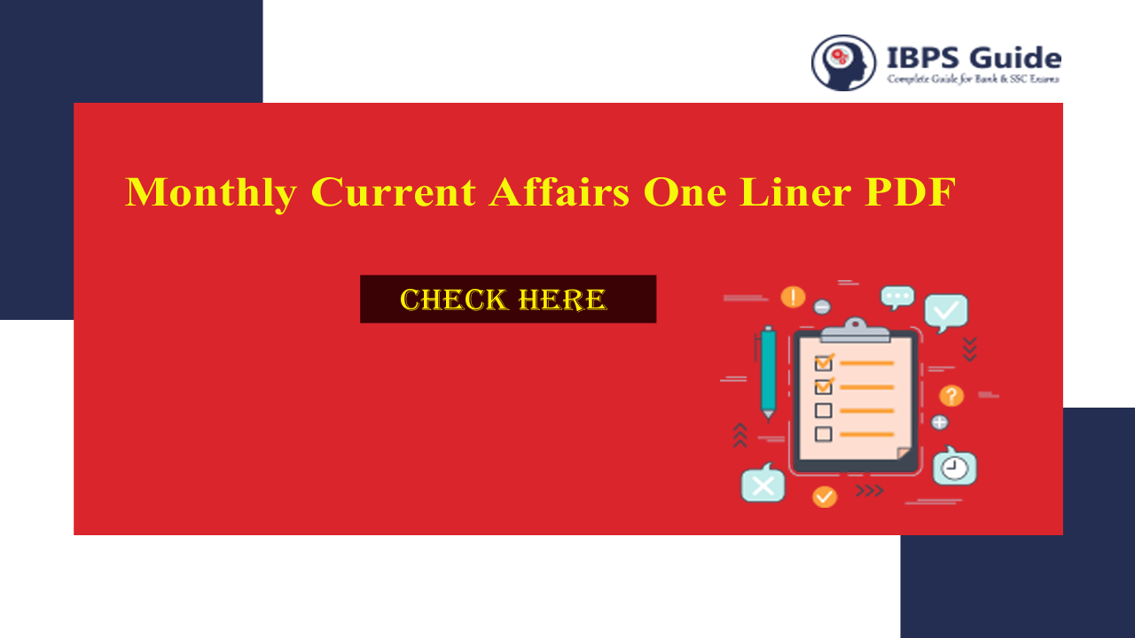 Monthly Current Affairs One Liner PDF | Covers All Competitive Exams