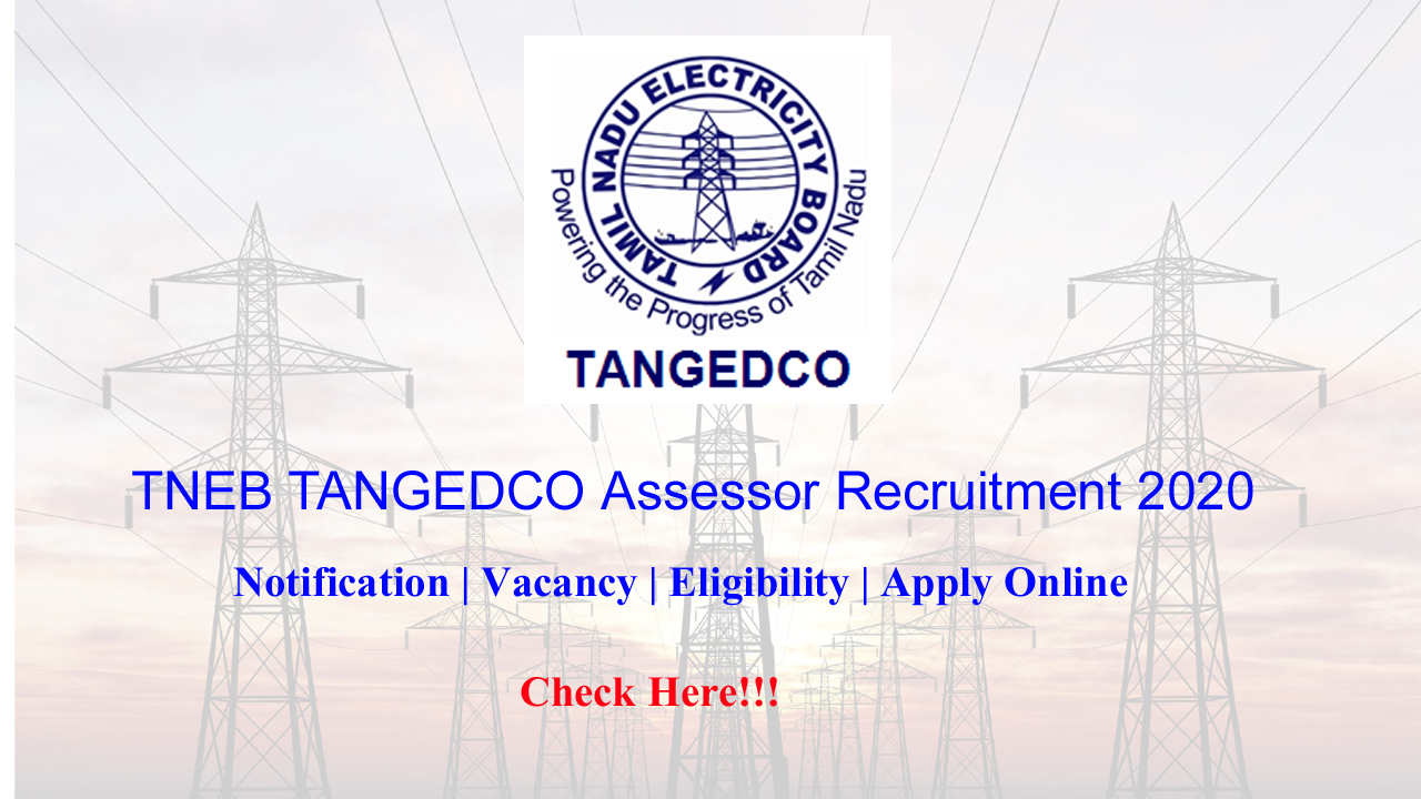 TNEB Assessor Recruitment 2020 |1300 TANGEDCO Assessor Jobs