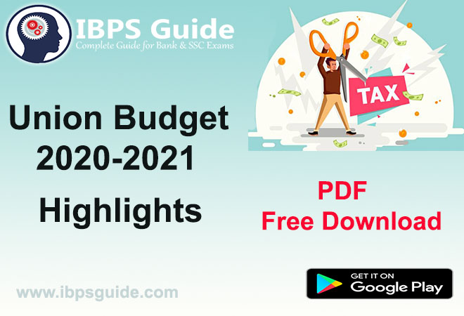 Union Budget 2020-21 | Highlights of Union Budget 2020