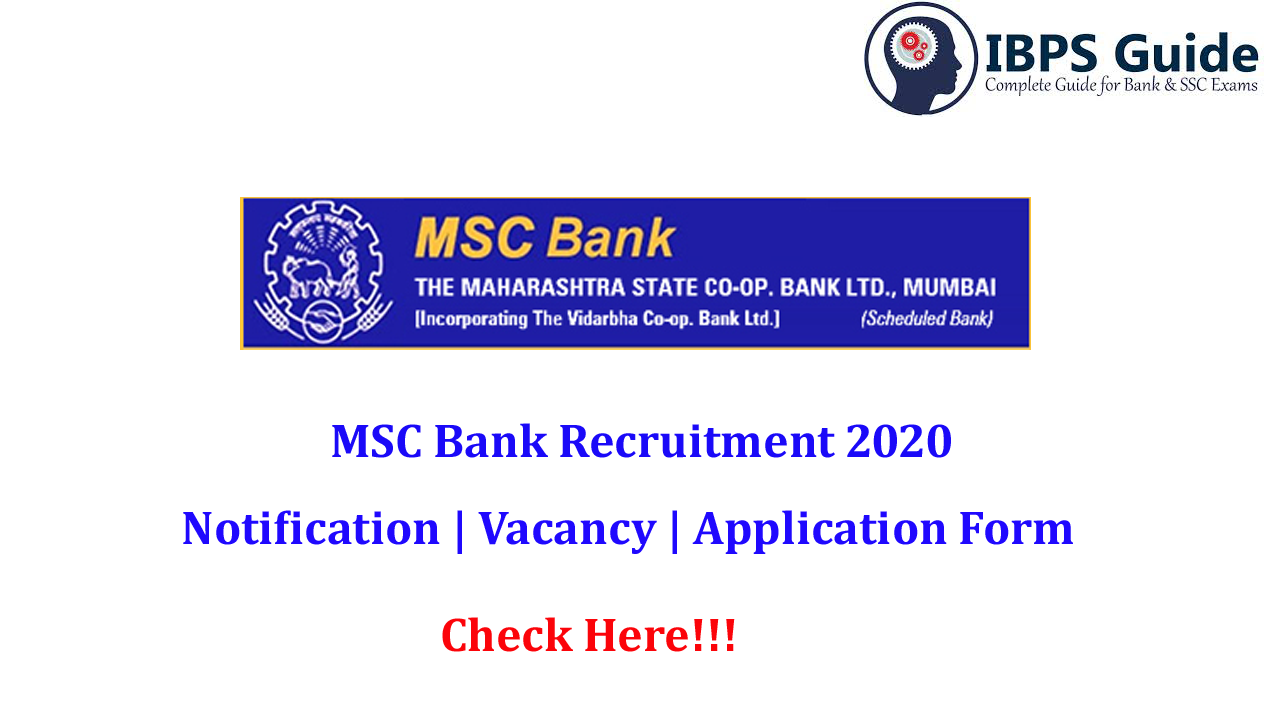 MSC Bank Recruitment 2020: 164 Vacancies , Notification
