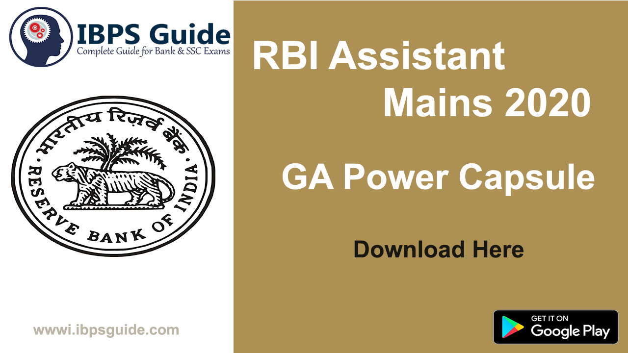 RBI Assistant Mains 2020 - GA Power Capsule | Download Free PDF