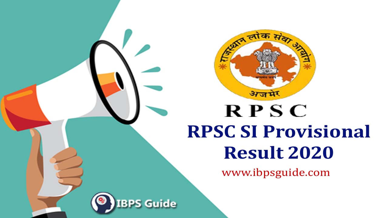 RPSC SI Provisional Result 2020 | Sub Inspector Provisional Selection List