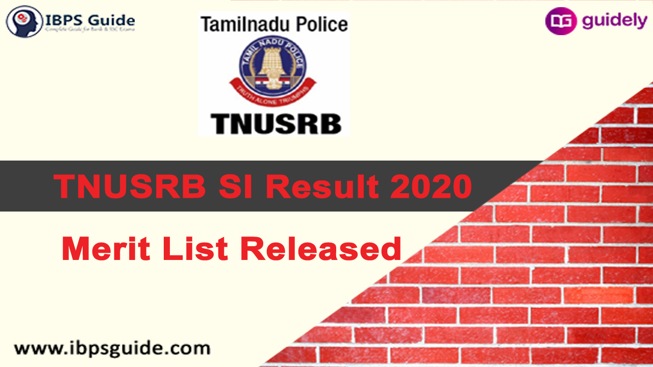 TNUSRB SI Result 2020 | Download the Sub Inspector Merit List PDF
