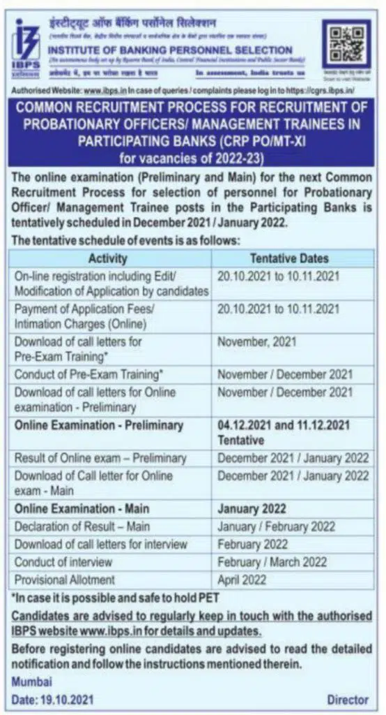IBPS PO 2021 Notification: Exam Date, Eligibility, Apply Online